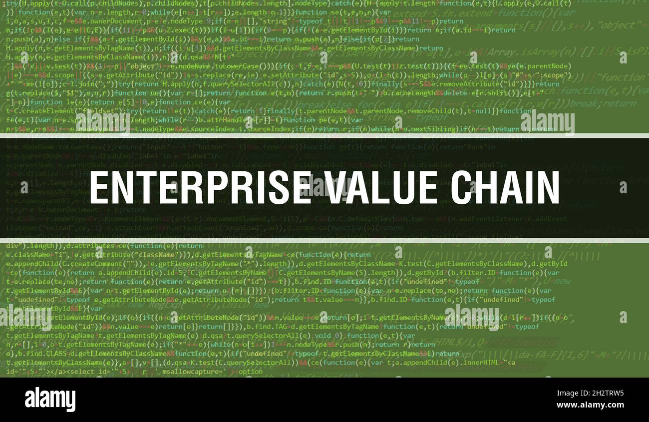 enterprise value chain concept with Random Parts of Program Code ...