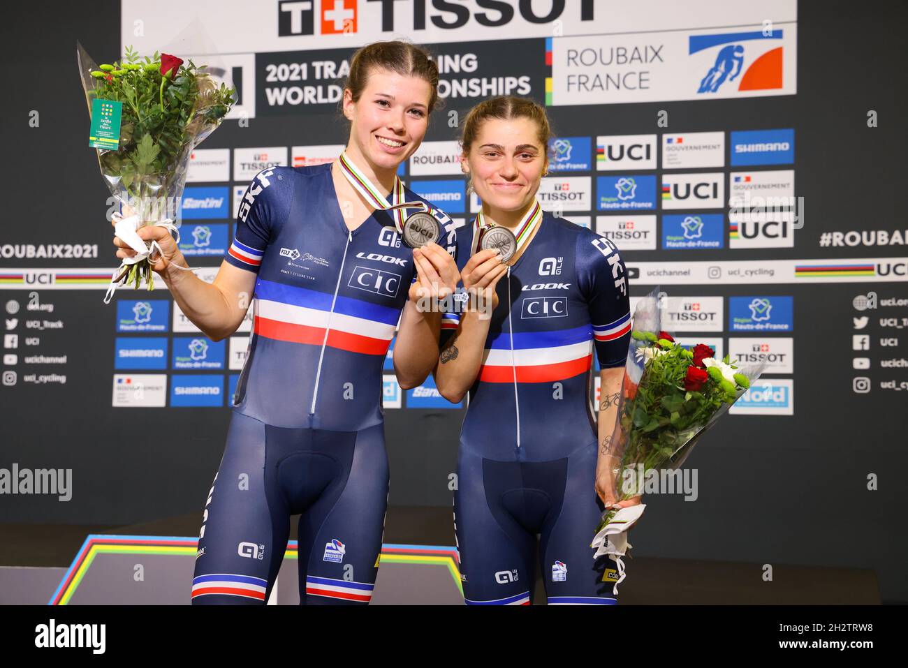 Marie LE NET and Clara COPPONI France second place Madison 30 km women ...