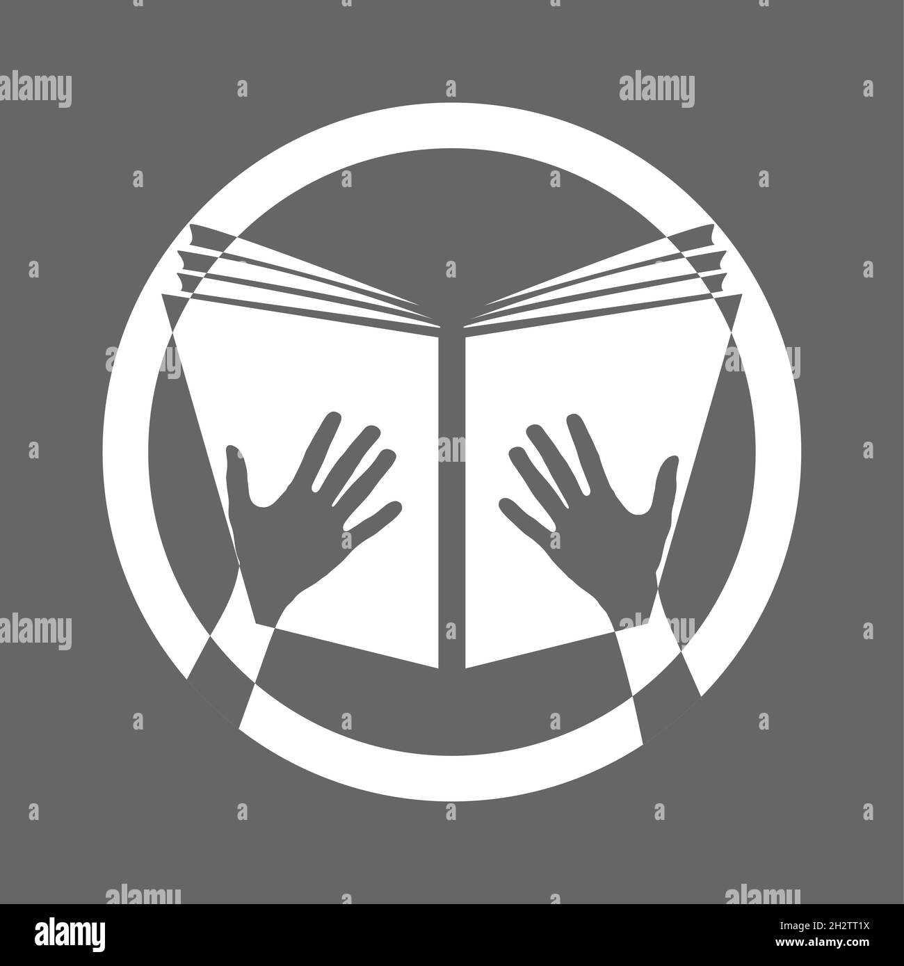 icon of an open book. Hands holding an open book. Flat style Stock ...