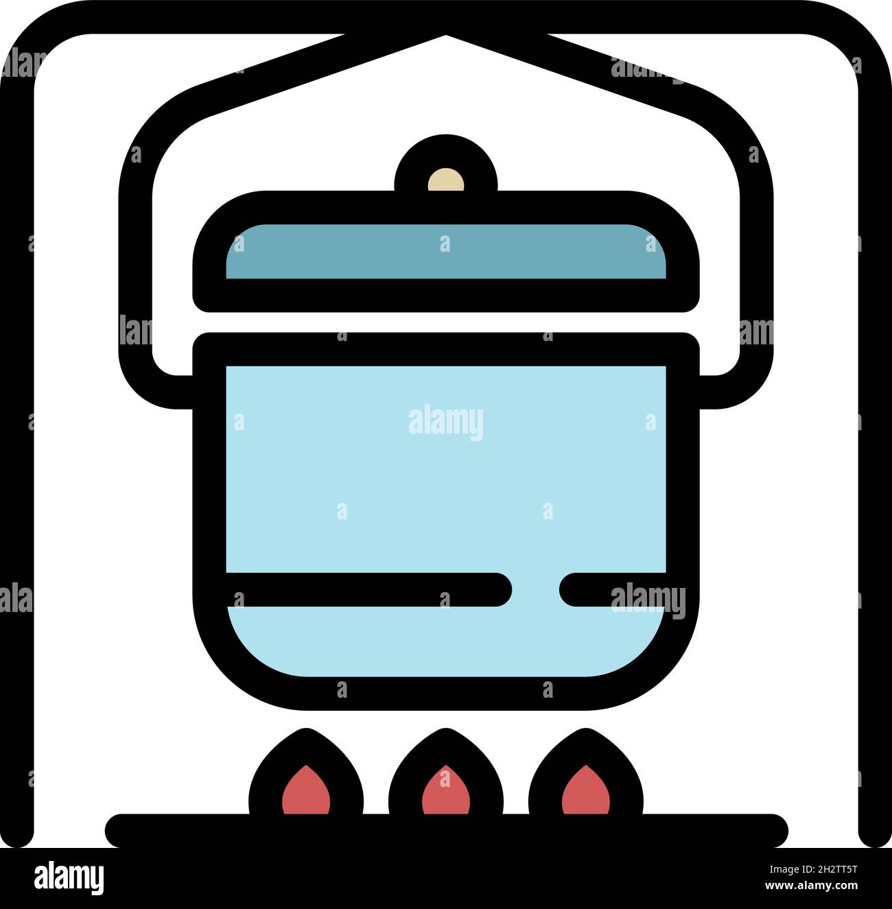 Campfire kitchen icon. Outline campfire kitchen vector icon color flat ...