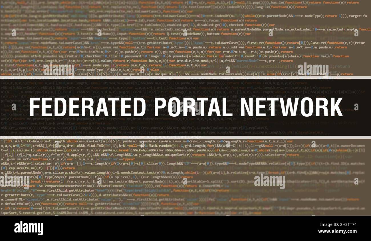 Federated portal network with Binary code digital technology background ...