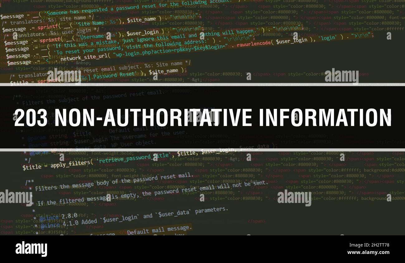 203 Non-Authoritative Information with Binary code digital technology ...