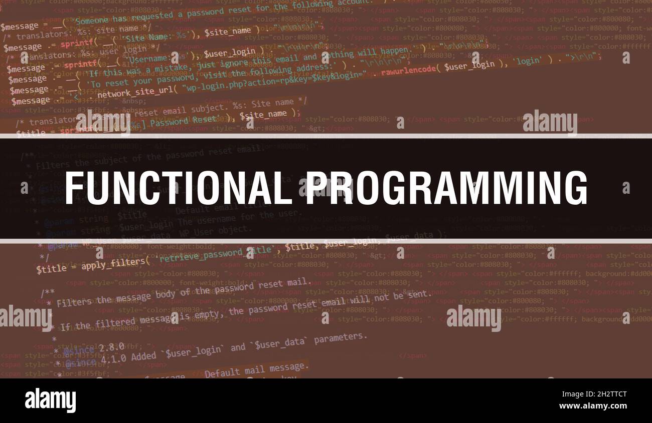 Functional Programming Text Written On Programming Code Abstract
