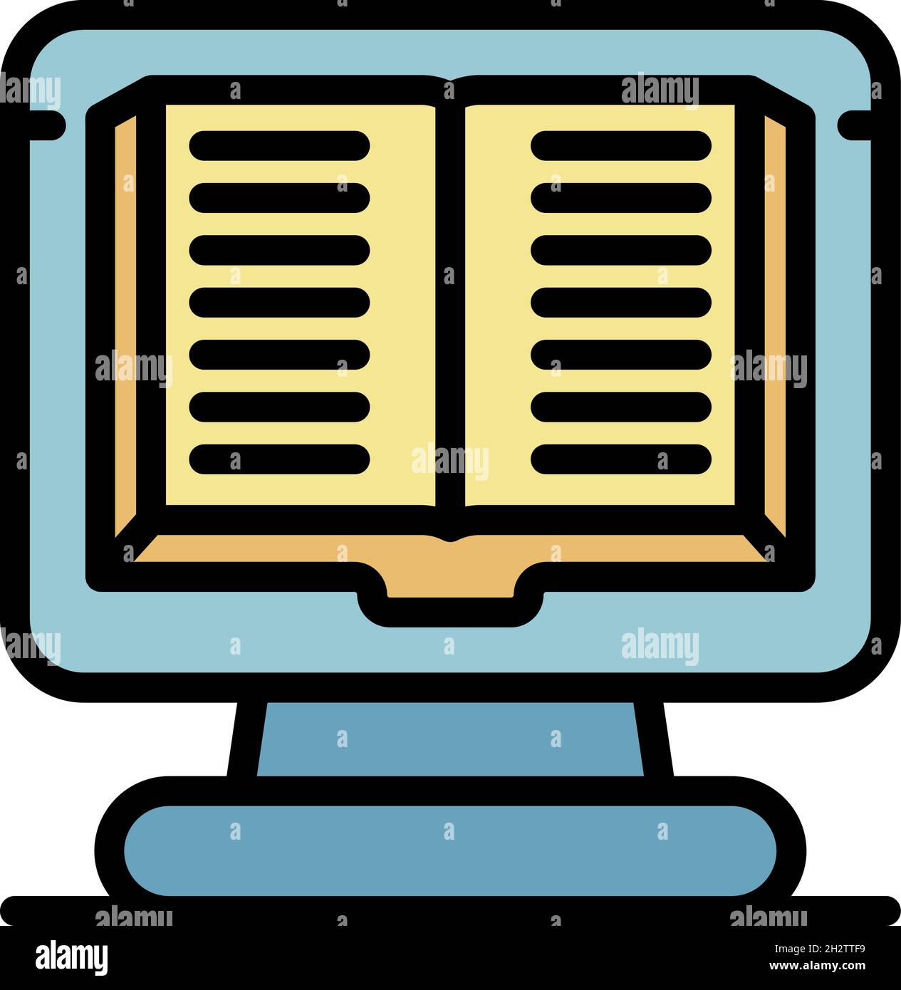 Book on monitor icon. Outline book on monitor vector icon color flat ...