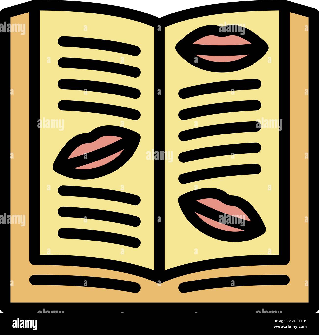 Book with lips icon. Outline book with lips vector icon color flat ...
