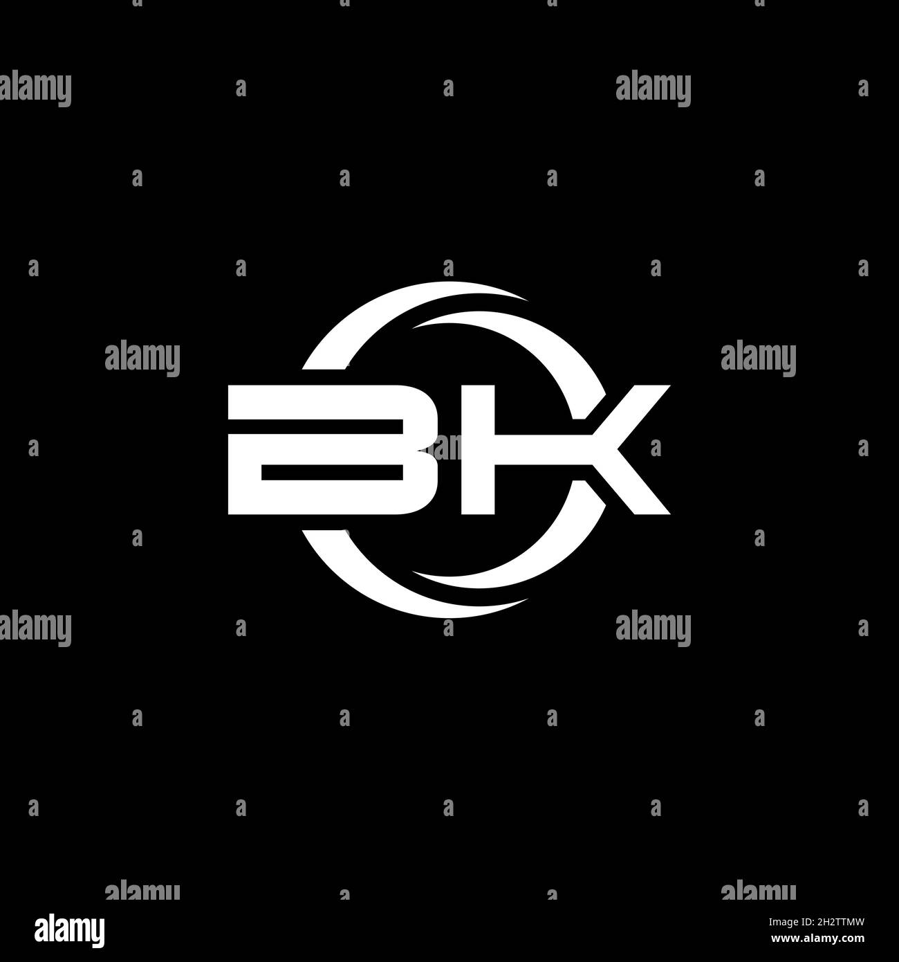 BK Monogram logo letter with simple shape and circle rounded design ...