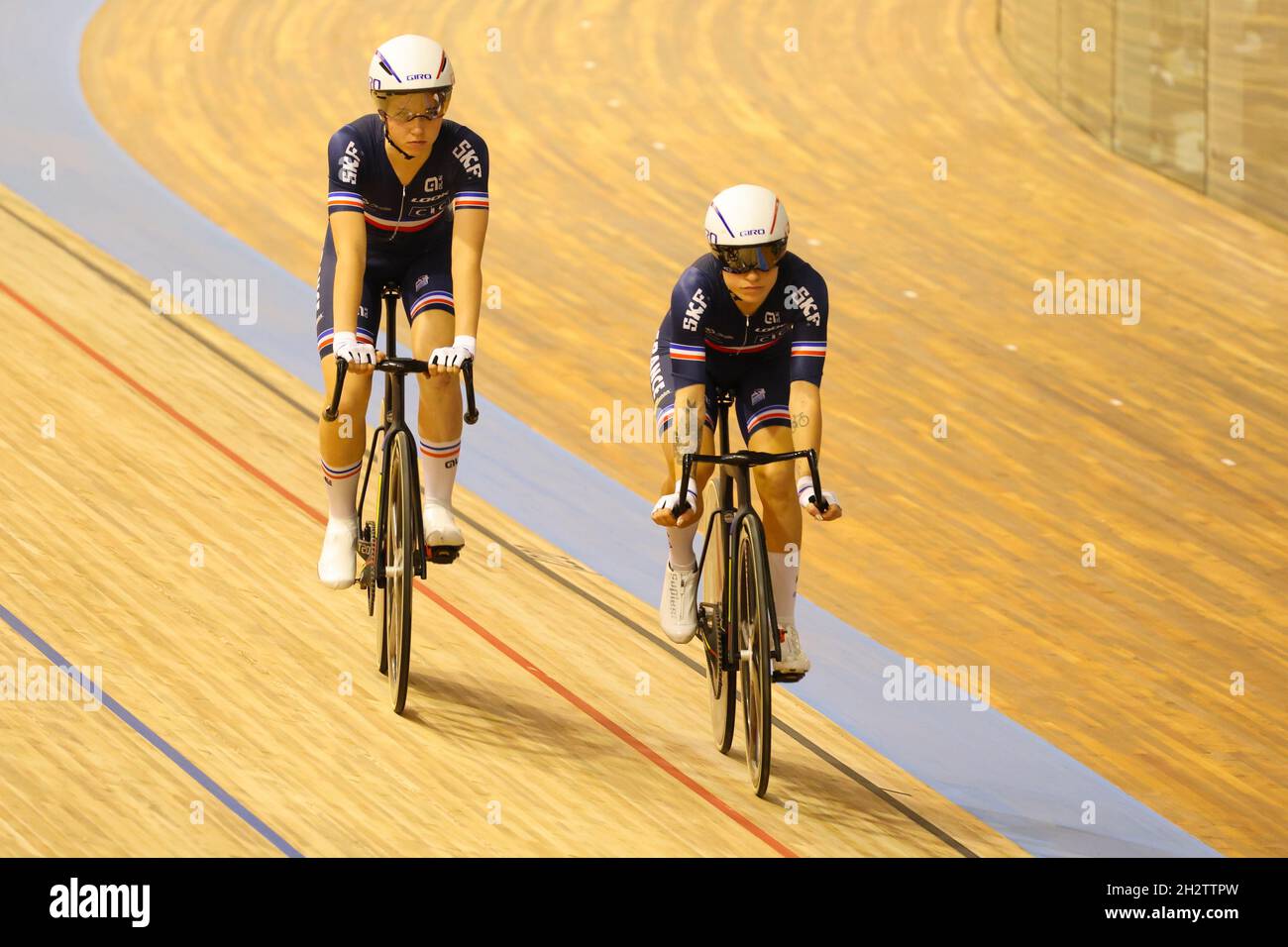 Second place France women Madison 30 km during the Tissot UCI Track ...