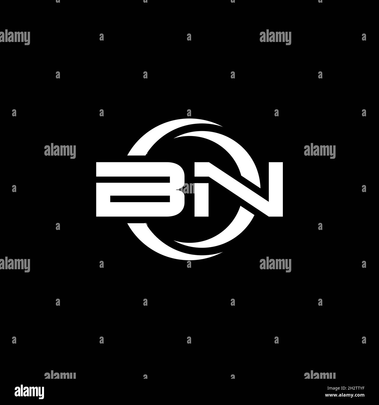 BN Monogram logo letter with simple shape and circle rounded design ...