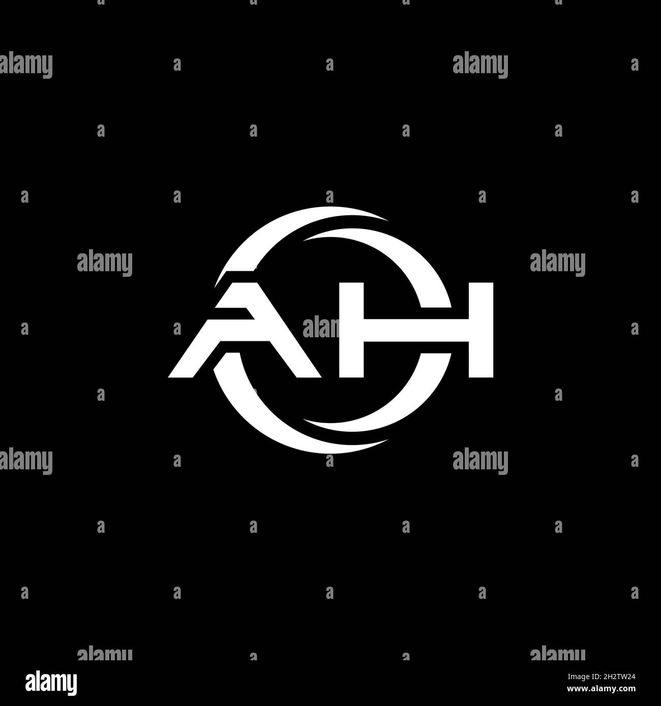 AH Monogram logo letter with simple shape and circle rounded design ...