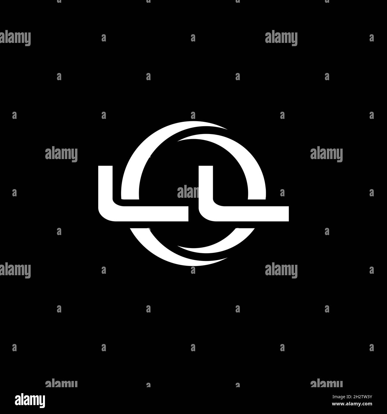 LL Monogram logo letter with simple shape and circle rounded design ...
