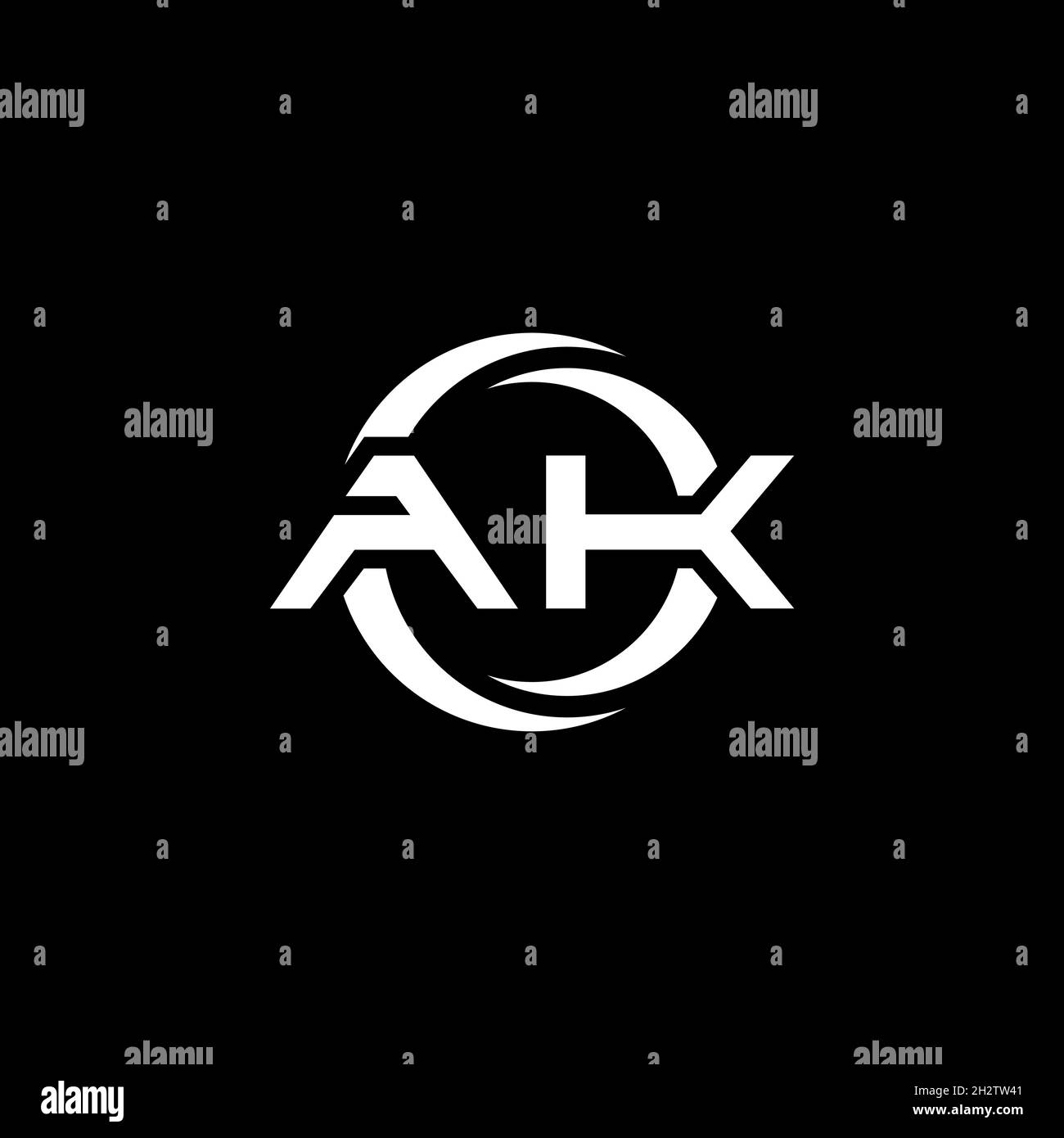AK Monogram logo letter with simple shape and circle rounded design ...