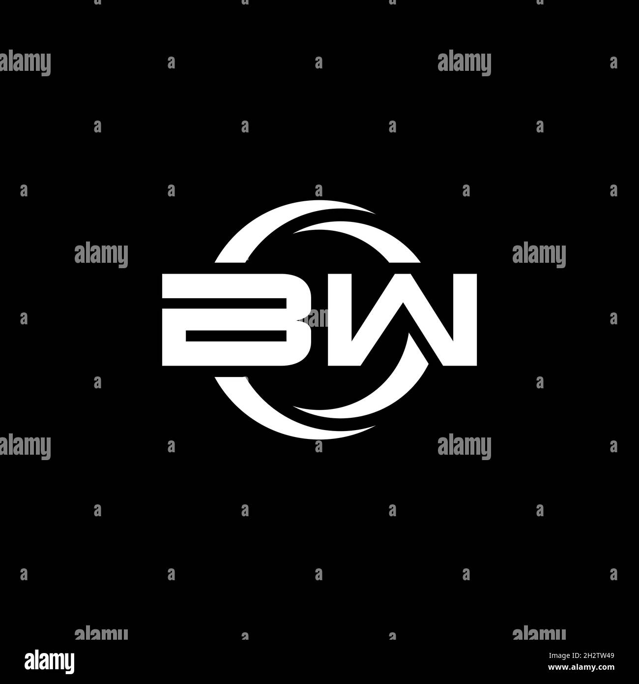 BW Monogram logo letter with simple shape and circle rounded design ...