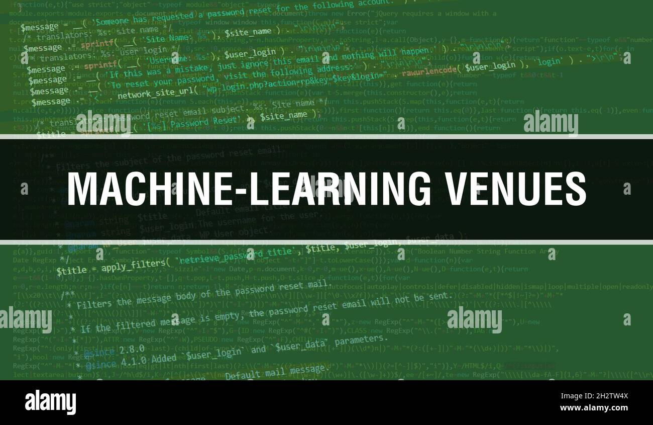 Machine-learning venues concept illustration using code for developing programs and app. Machine ...