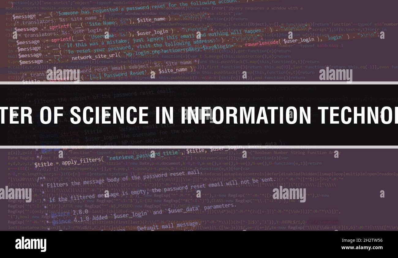 Master of science in information technology text hi-res stock ...