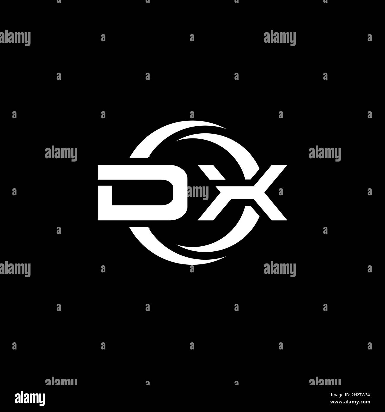 DX Monogram logo letter with simple shape and circle rounded design ...