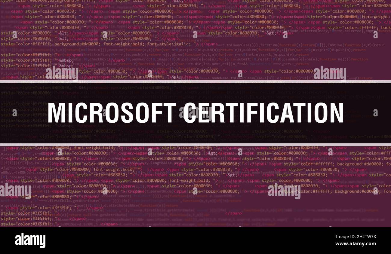 Microsoft Certification Concept With Random Parts Of Program Codemicrosoft Certification Text