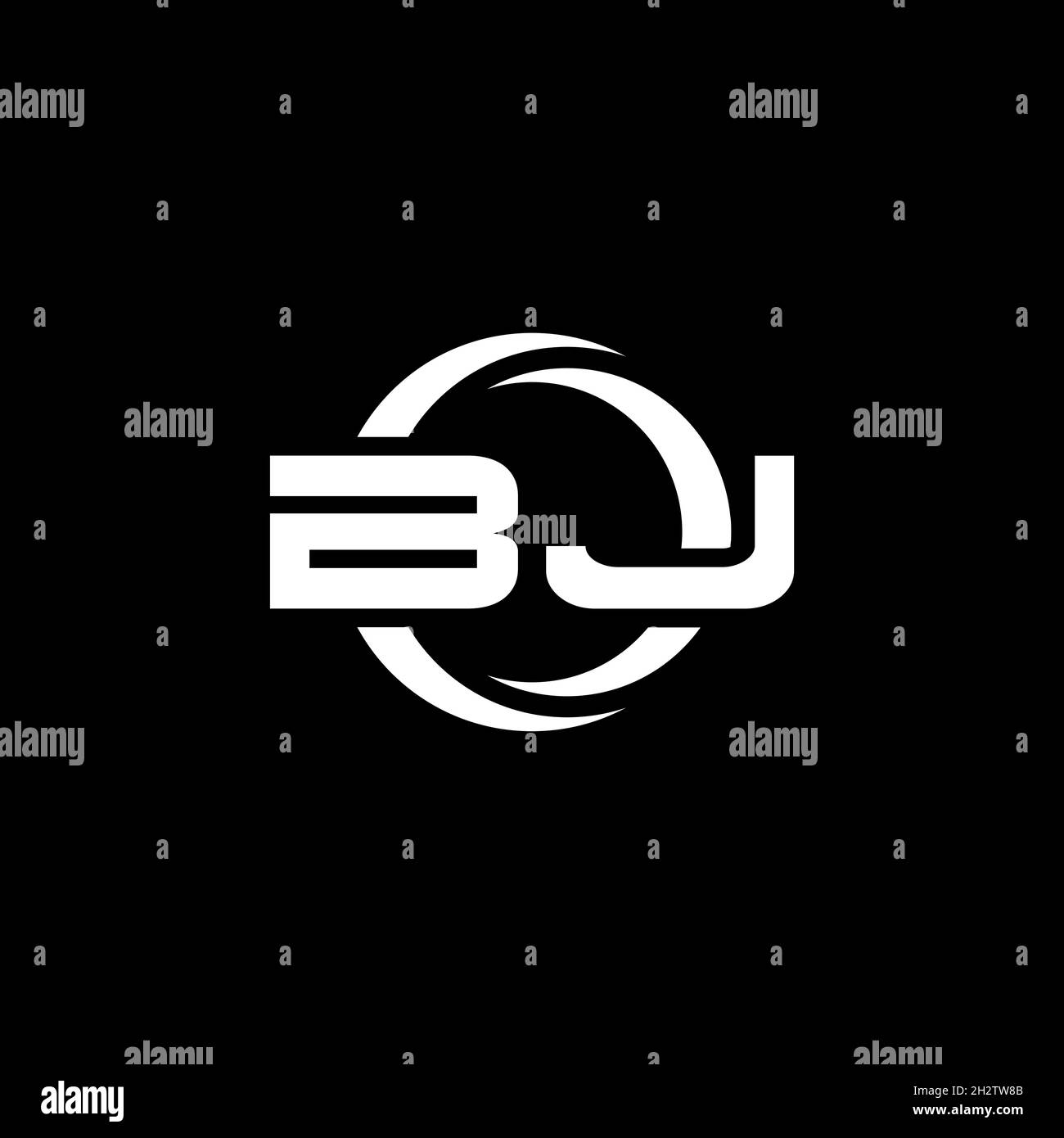 BJ Monogram logo letter with simple shape and circle rounded design ...