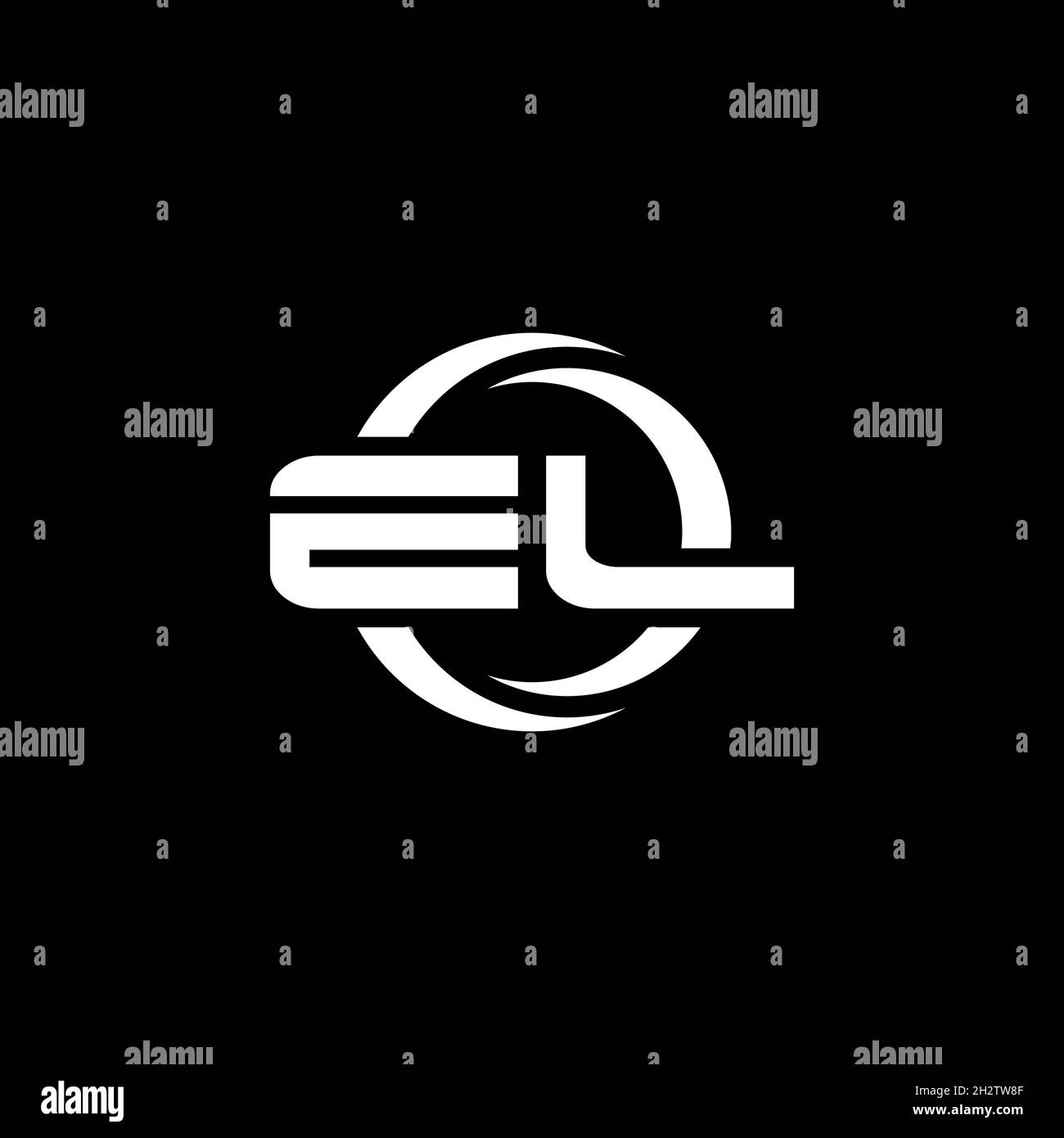 EL Monogram logo letter with simple shape and circle rounded design ...