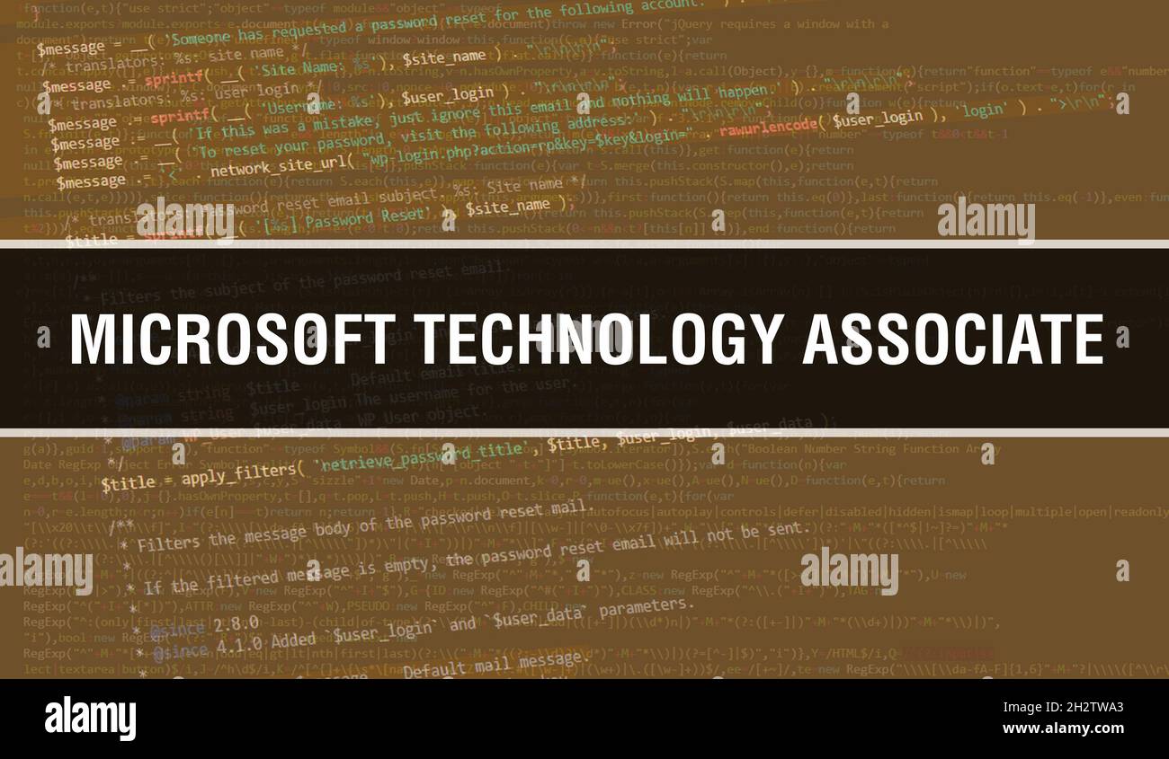 Microsoft Technology Associate concept with Random Parts of Program Code.Microsoft Technology ...