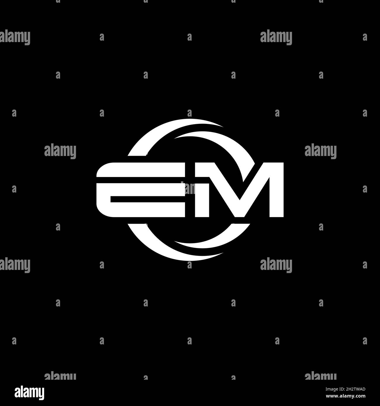 EM Monogram logo letter with simple shape and circle rounded design ...