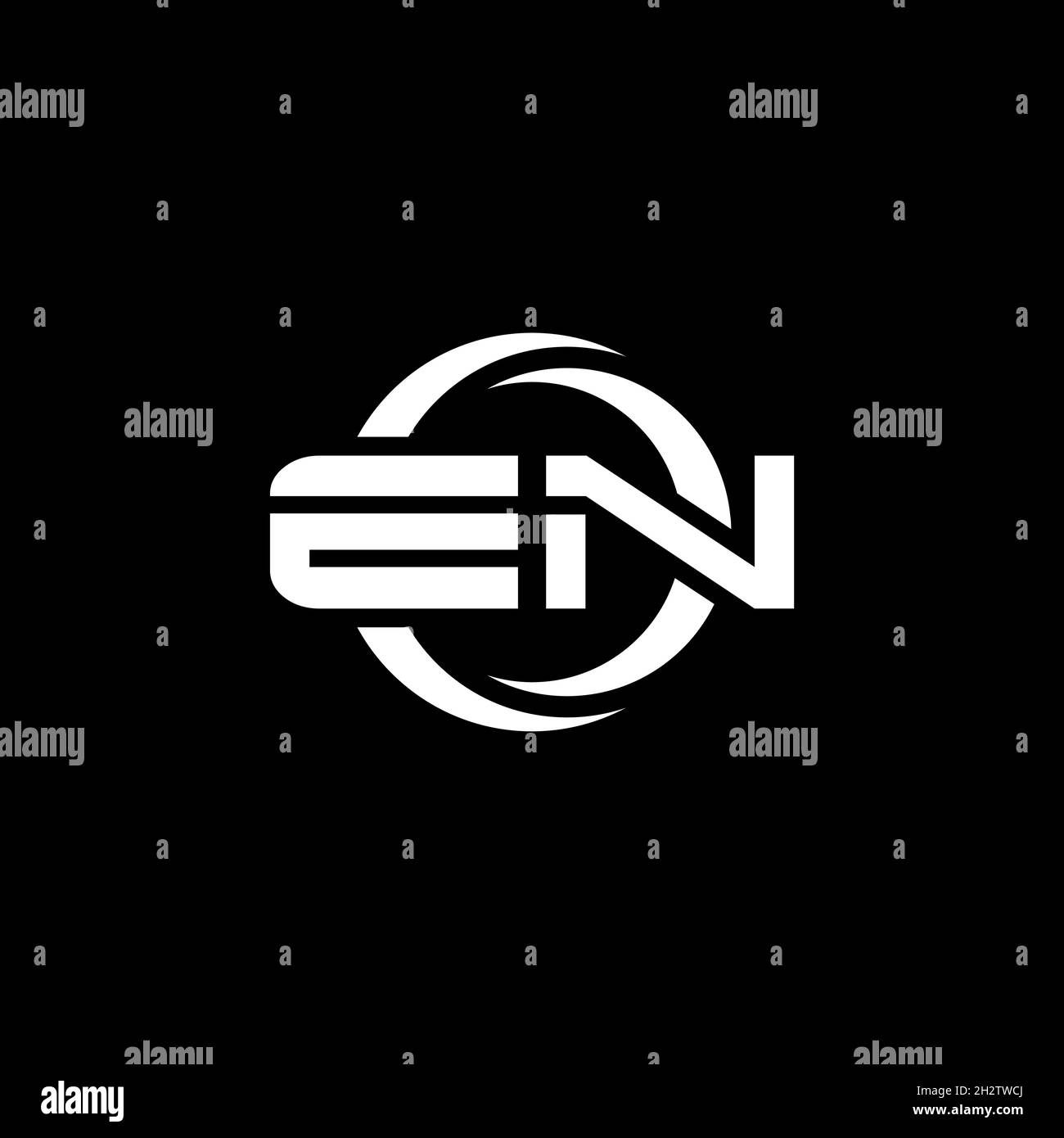 EN Monogram logo letter with simple shape and circle rounded design ...