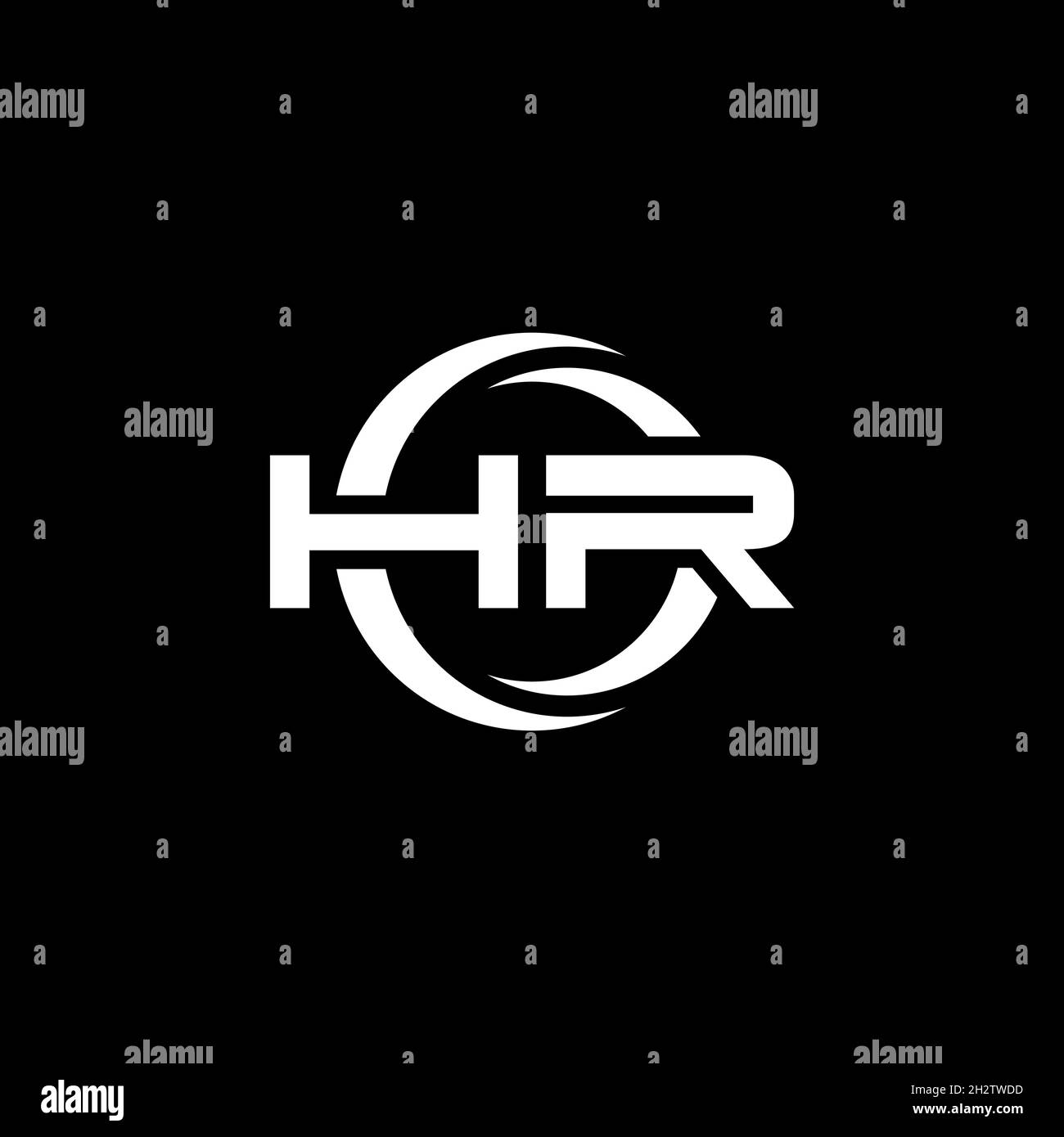 HR Monogram logo letter with simple shape and circle rounded design ...