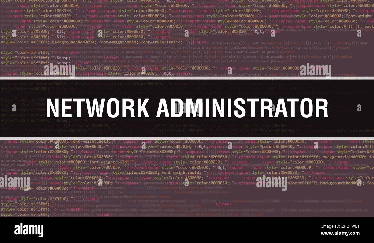 Network administrator concept with Random Parts of Program Code.Network ...