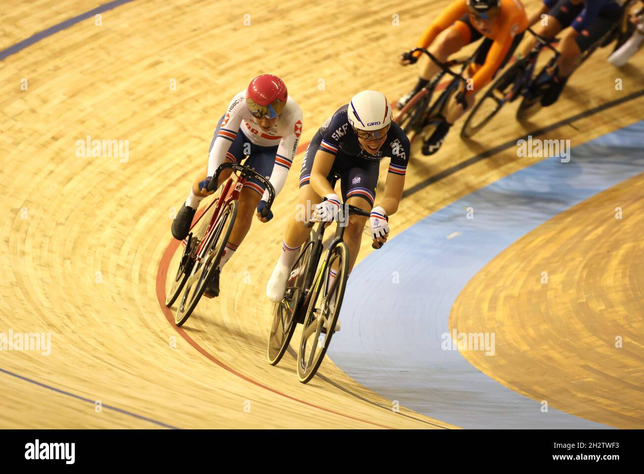 Marie LE NET France Madison women during the Tissot UCI Track Cycling ...