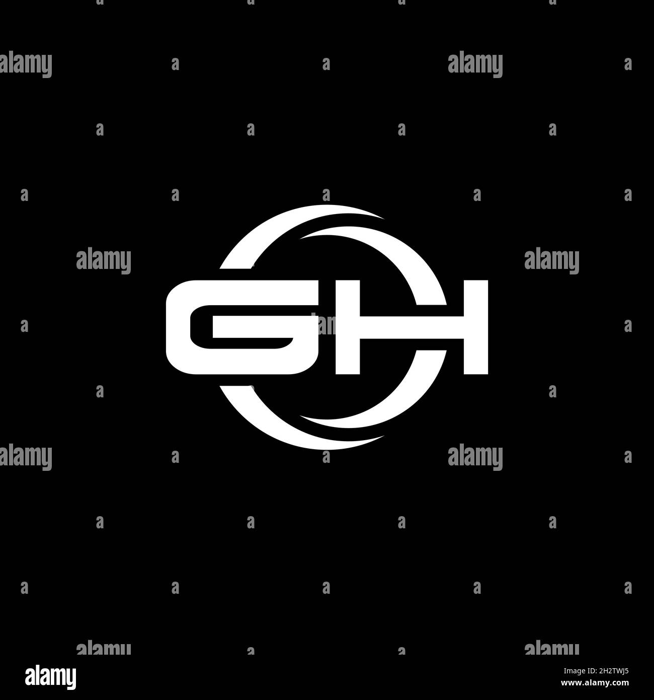 GH Monogram logo letter with simple shape and circle rounded design ...