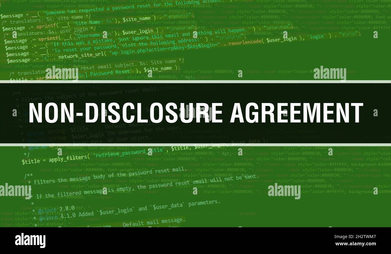 Non-disclosure agreement text written on Programming code abstract ...