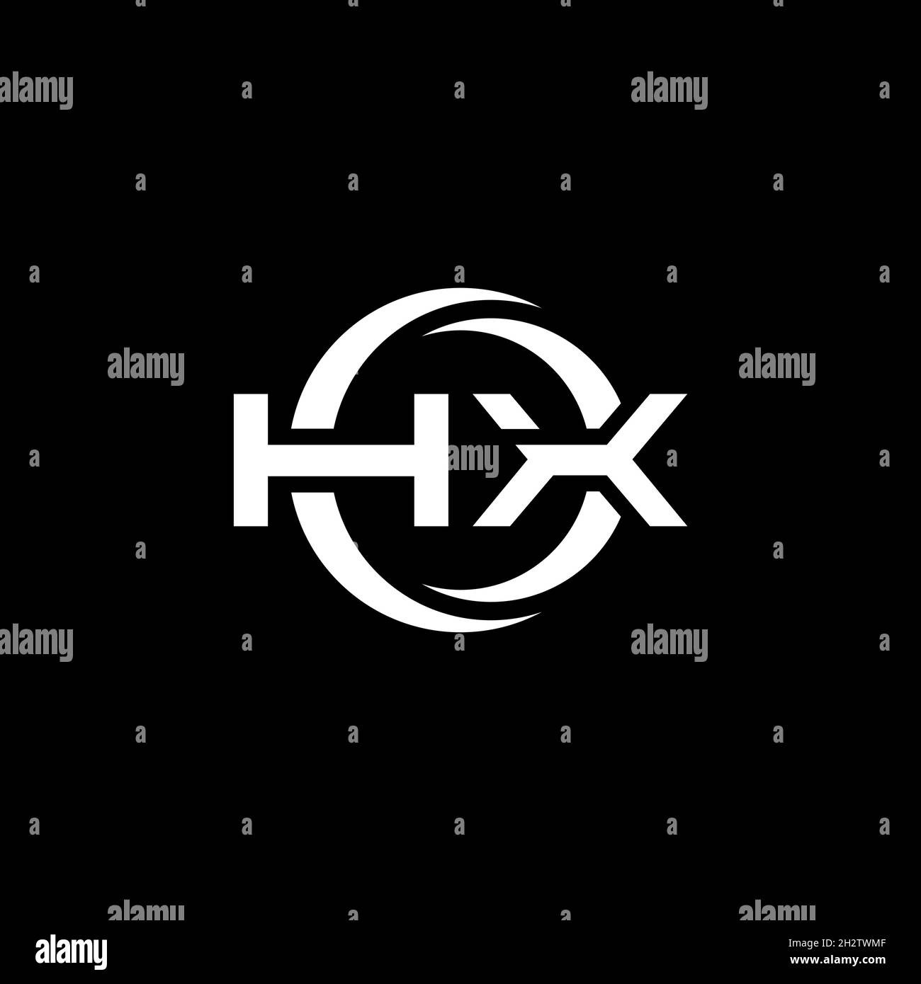 HX Monogram logo letter with simple shape and circle rounded design ...