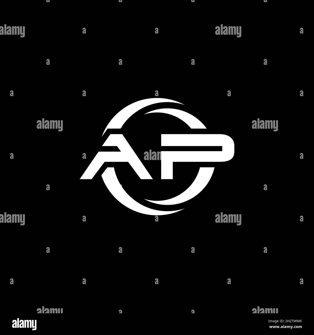 AP Monogram logo letter with simple shape and circle rounded design ...