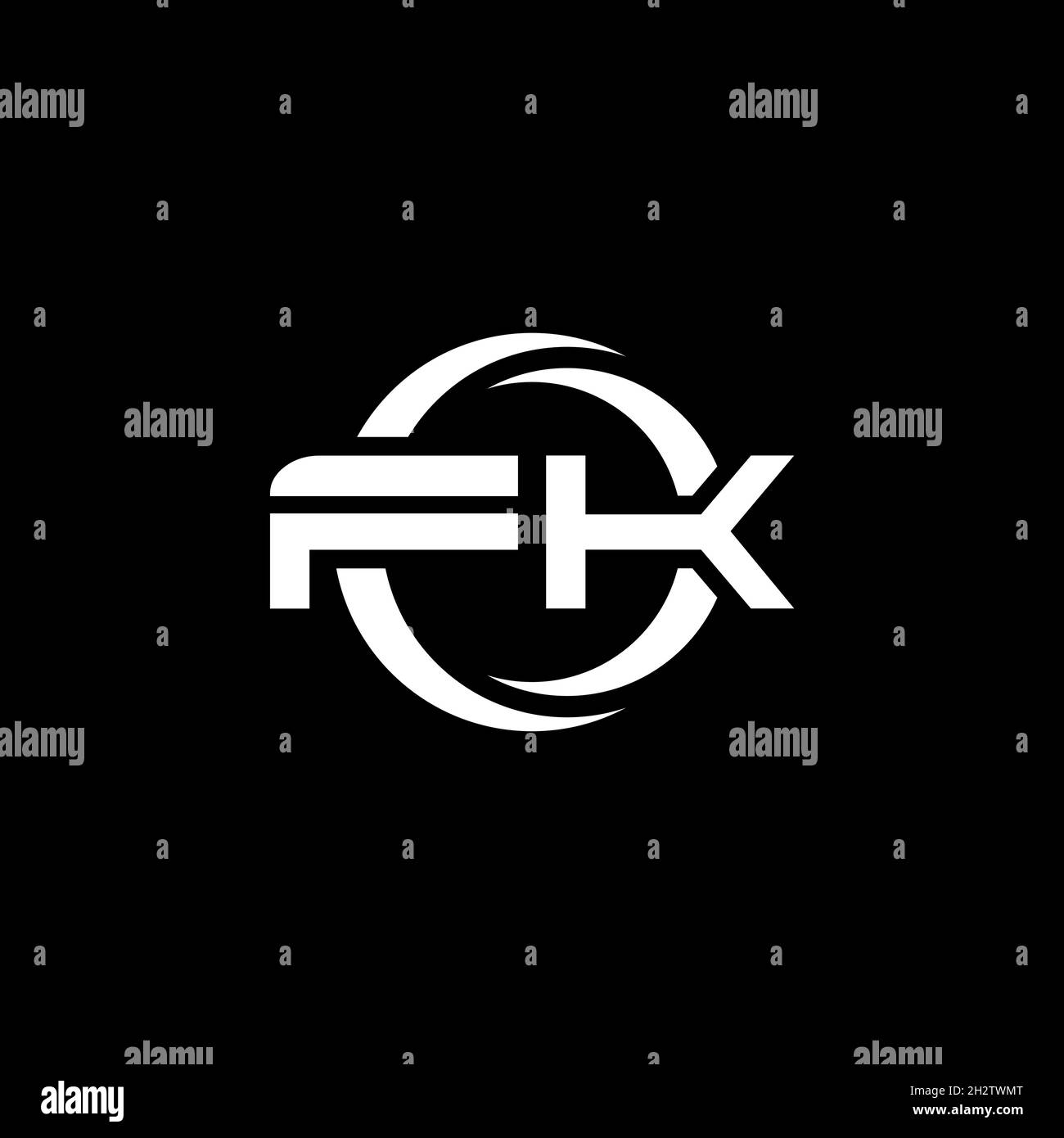 FK Monogram logo letter with simple shape and circle rounded design ...
