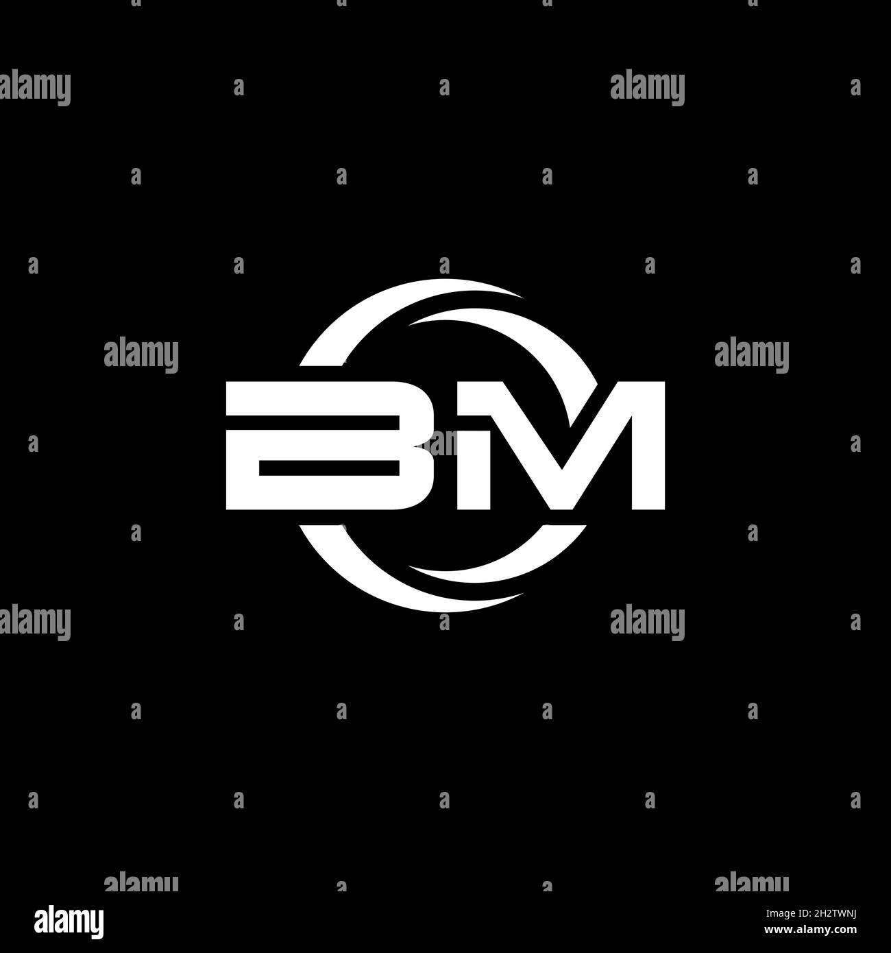 BM Monogram logo letter with simple shape and circle rounded design ...