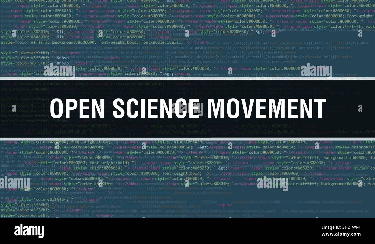 Open science movement concept with Random Parts of Program Code.Open ...