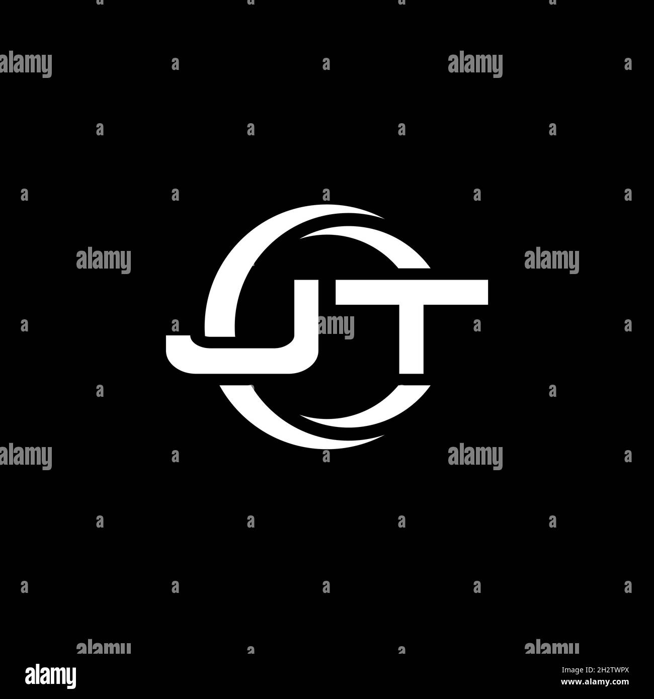 JT Monogram logo letter with simple shape and circle rounded design ...