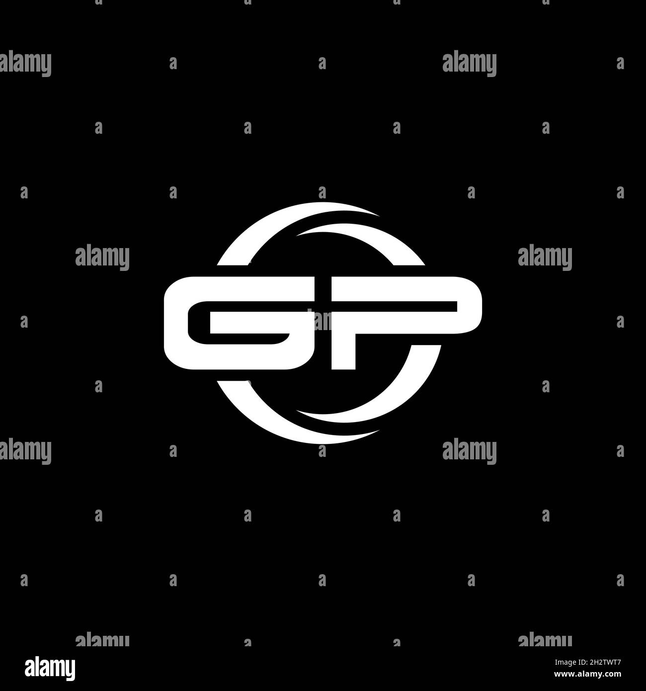 GP Monogram logo letter with simple shape and circle rounded design ...