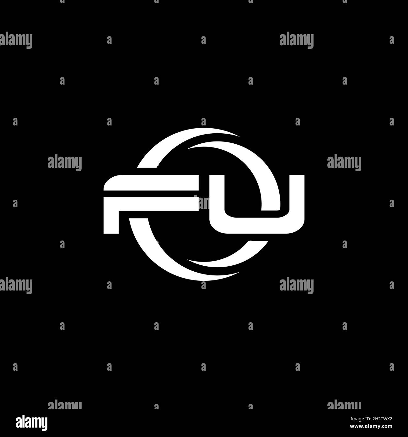 FU Monogram logo letter with simple shape and circle rounded design ...