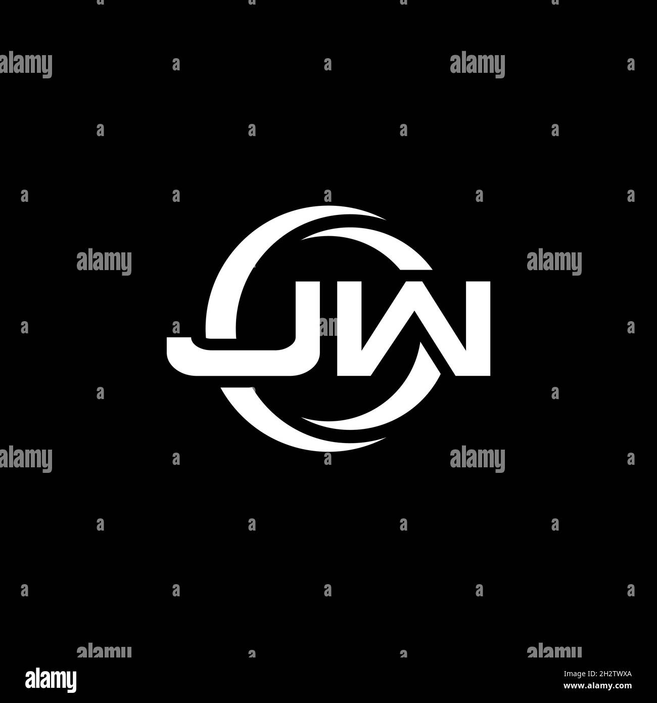 JW Monogram logo letter with simple shape and circle rounded design ...