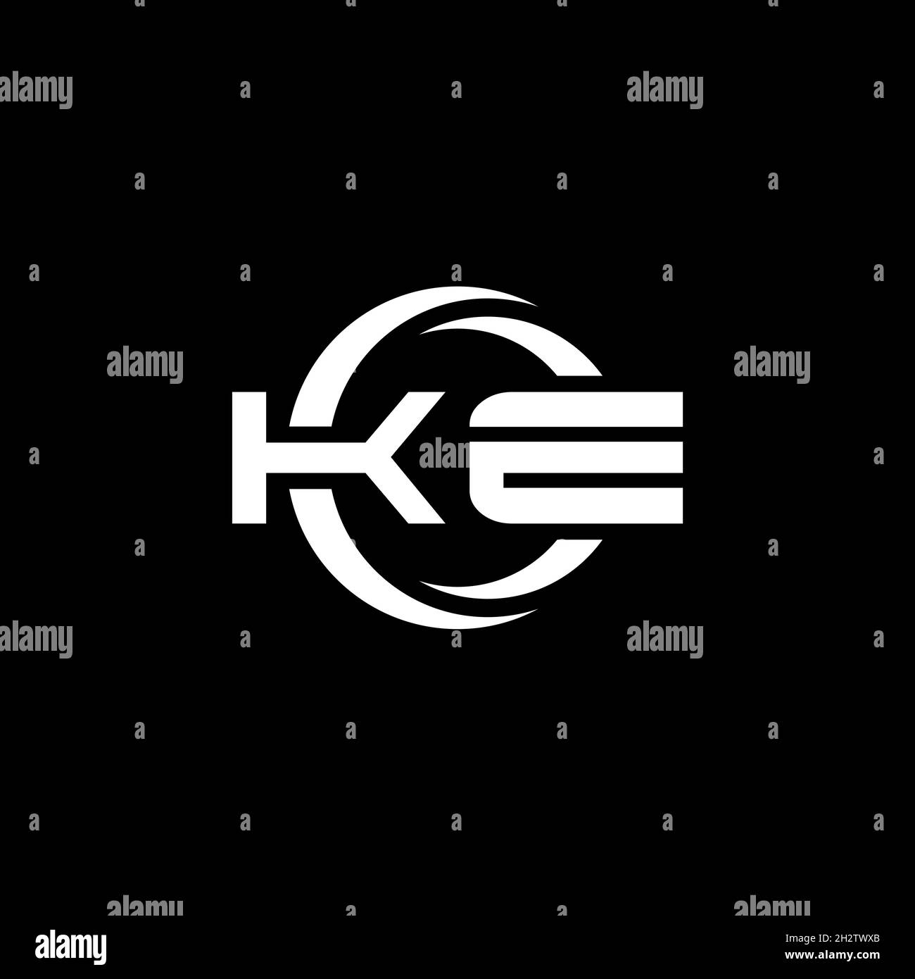 KE Monogram logo letter with simple shape and circle rounded design ...