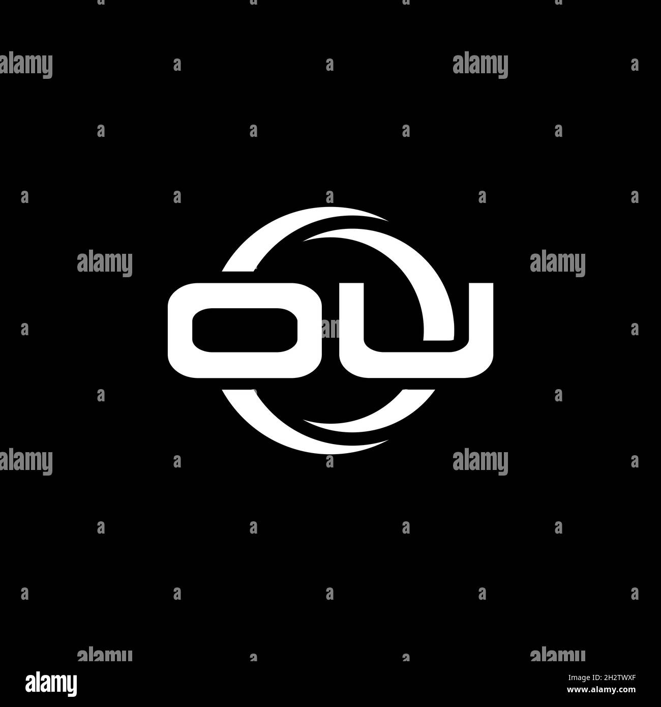 OU Monogram logo letter with simple shape and circle rounded design ...