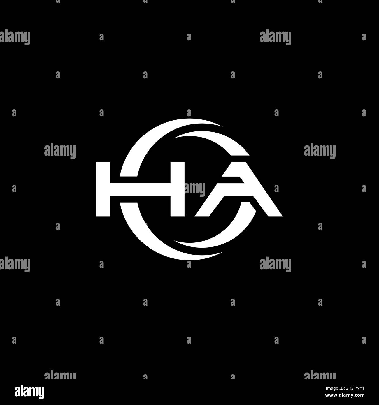 HA Monogram logo letter with simple shape and circle rounded design ...
