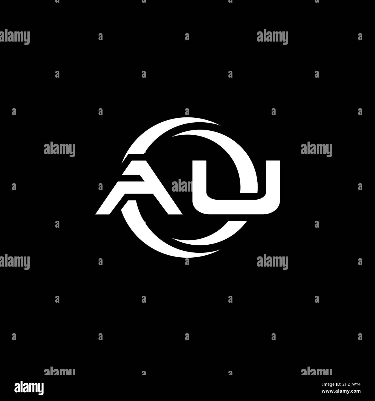 AU Monogram logo letter with simple shape and circle rounded design ...
