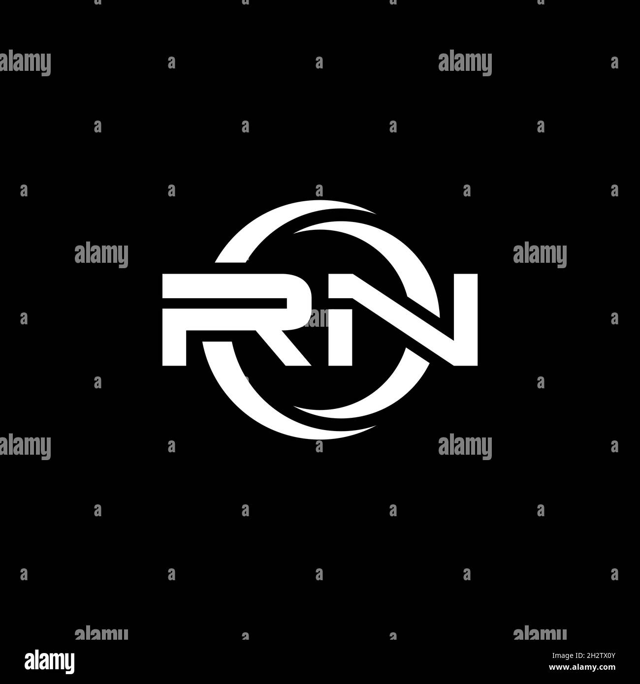 RN Monogram logo letter with simple shape and circle rounded design ...