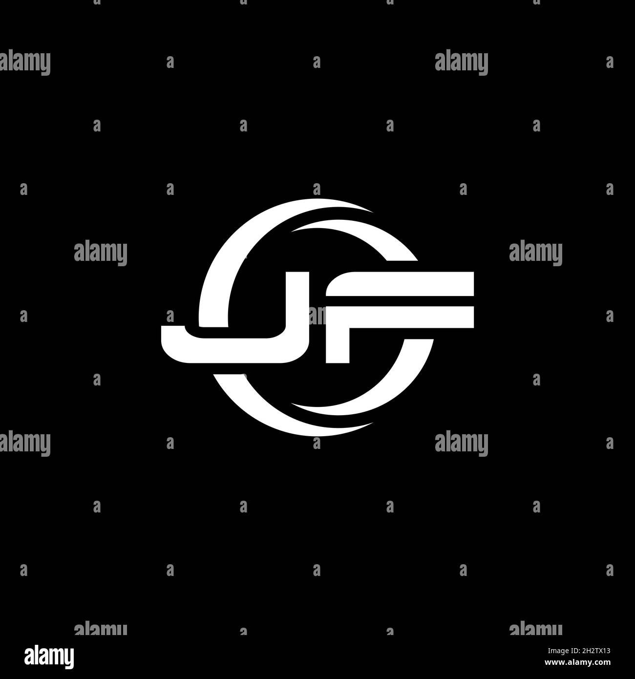 JF Monogram logo letter with simple shape and circle rounded design ...