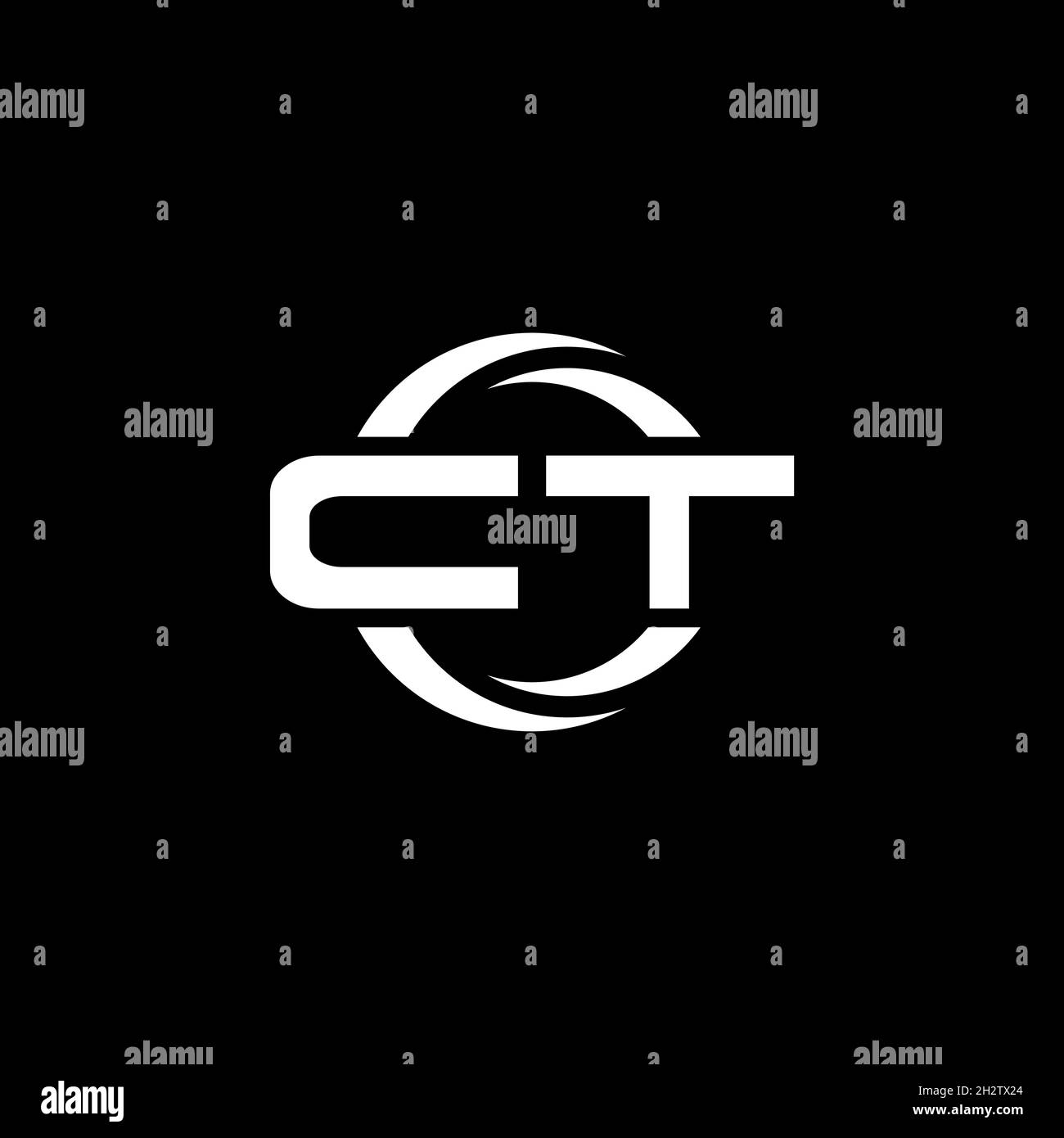 CT Monogram logo letter with simple shape and circle rounded design ...