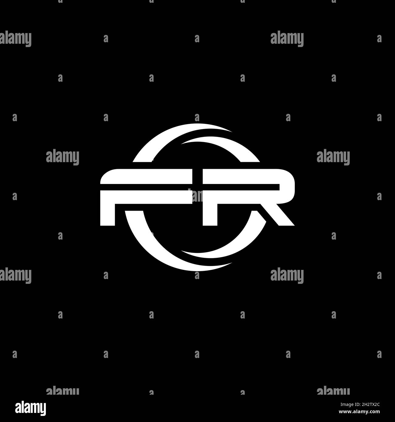 FR Monogram logo letter with simple shape and circle rounded design ...
