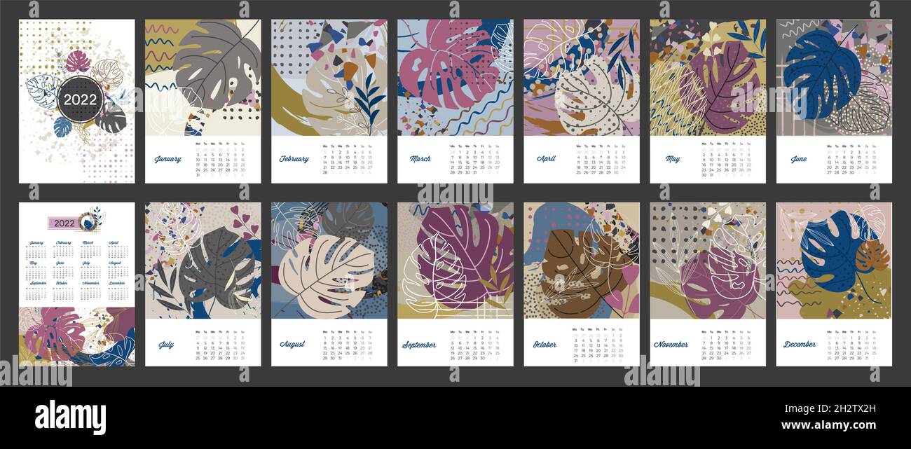 Wall Calendar 2022 with exotic tropical plants Stock Vector Image & Art ...
