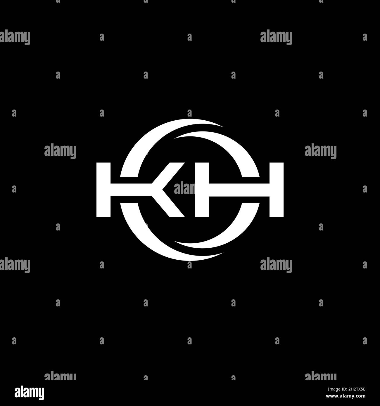KH Monogram logo letter with simple shape and circle rounded design ...
