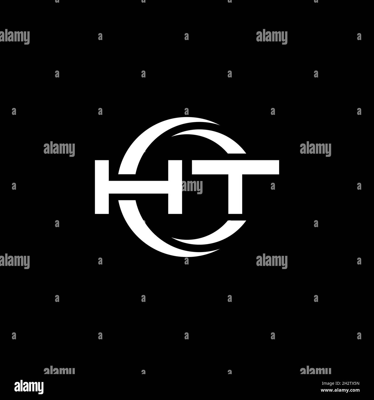 HT Monogram logo letter with simple shape and circle rounded design ...